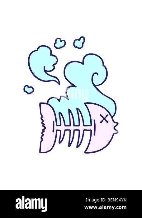 shivering motion animation of hand drawn quirky cartoon dead fish Stock ...