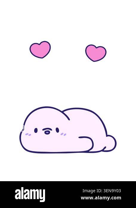 spinning hearts animation of cute cartoon of a little seal Stock Video ...