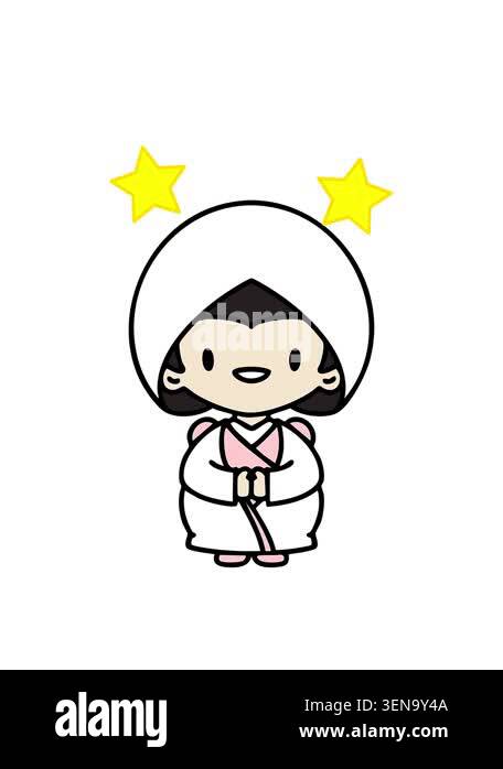 Cute animated character in traditional Japanese wedding attire with ...