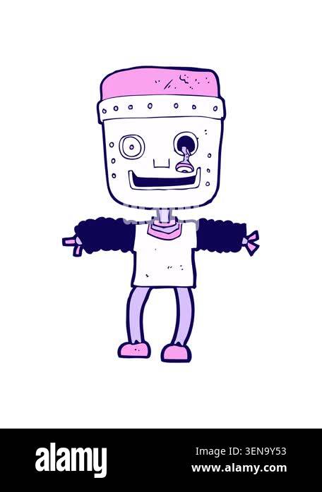 neon light effect animation of cartoon cyborg illustration Stock Video ...