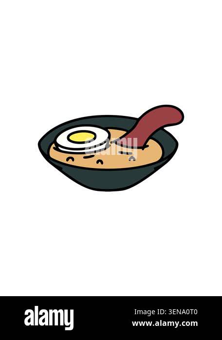 splitting effect animation of ramen soup in traditional bowl Stock ...