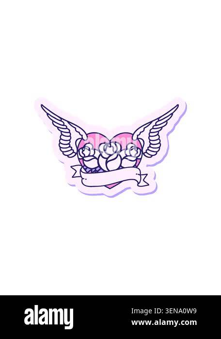 starburst effect animation of sticker of tattoo in traditional style of ...
