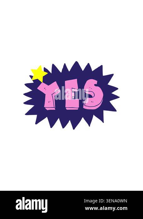 twinkling stars effect animation of cartoon yes sign Stock Video ...