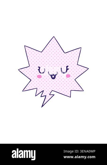 splitting effect animation of cute happy cartoon face with speech ...