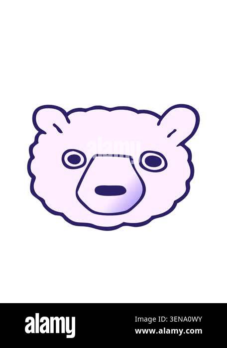 bobbing motion animation of cartoon doodle polar bear face Stock Video ...