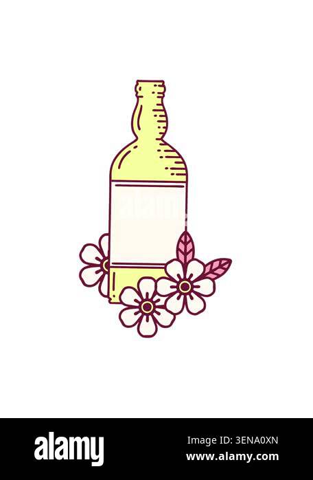 vibrating motion animation of iconic tattoo style image of a rum bottle ...