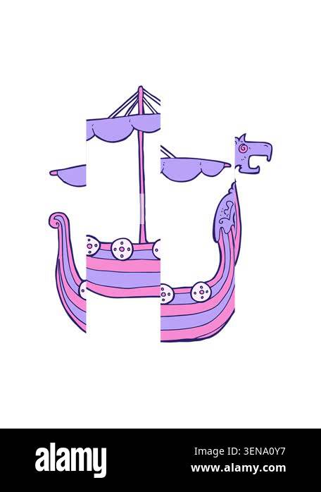 splitting motion animation of cartoon viking ship Stock Video Footage ...