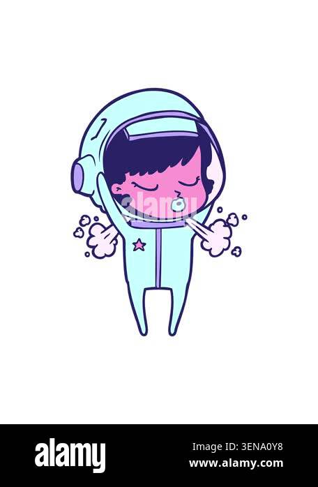 pressure popping animation of cartoon pretty astronaut girl taking off ...