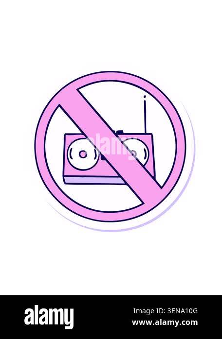 neon light effect animation of sticker of a cute cartoon no radio ...
