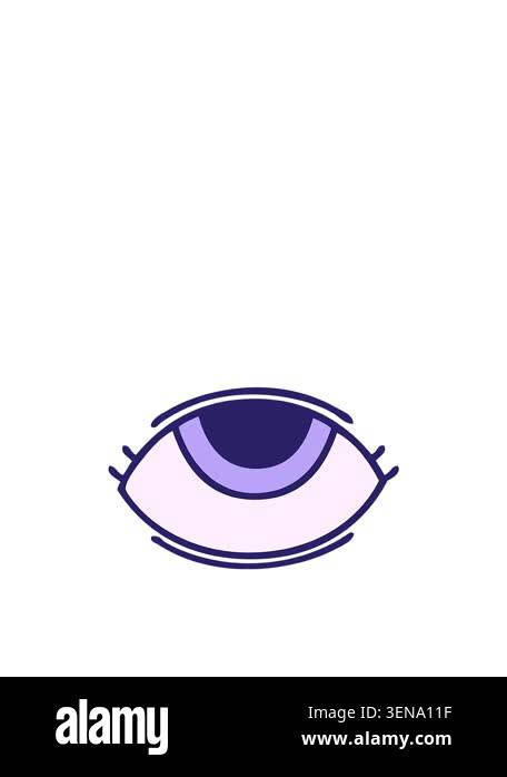 jumping motion animation of flat color retro cartoon of a eye looking ...