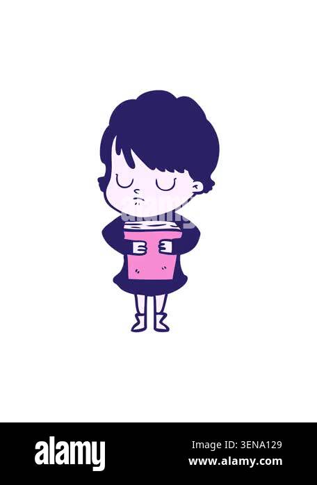 shivering motion animation of neon color cartoon woman Stock Video ...