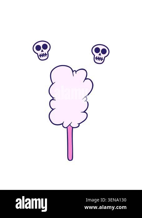spinning skulls animation of cartoon candy floss on stick Stock Video ...