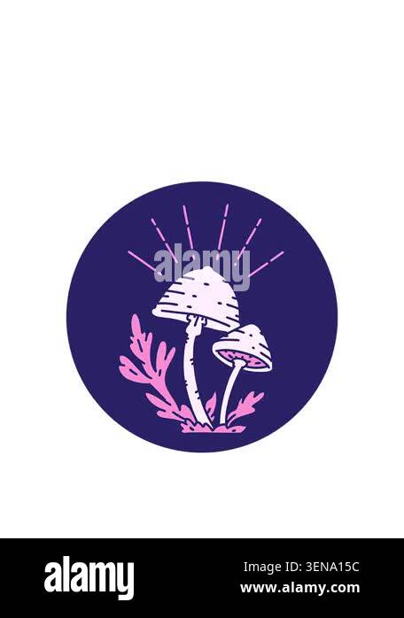 rise and float animation of cartoon of a tattoo style mushrooms Stock ...