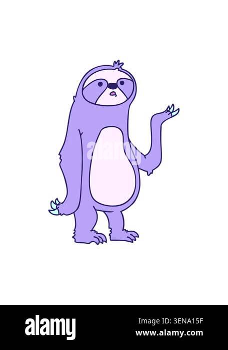 vibrating motion animation of quirky cartoon sloth Stock Video Footage ...