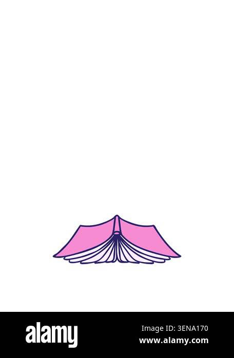 stretching up animation of hand drawn cartoon doodle of an open book ...