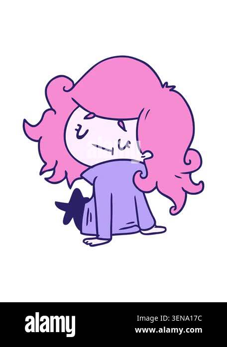 bob and pause animation of cartoon drawing of a cute kawaii girl Stock ...