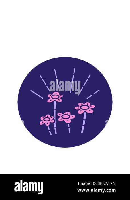 stretching up animation of icon of a tattoo style flowers growing Stock ...