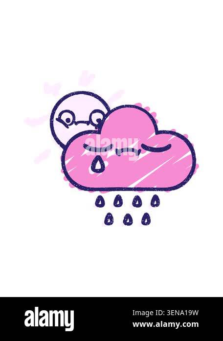 power up animation of Raincloud Chalk cartoon Stock Video Footage - Alamy