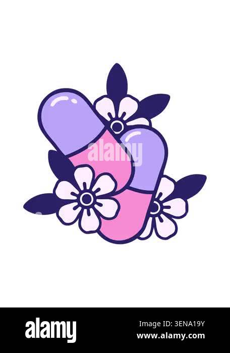 pixelize effect animation of tattoo in traditional style of pills and ...
