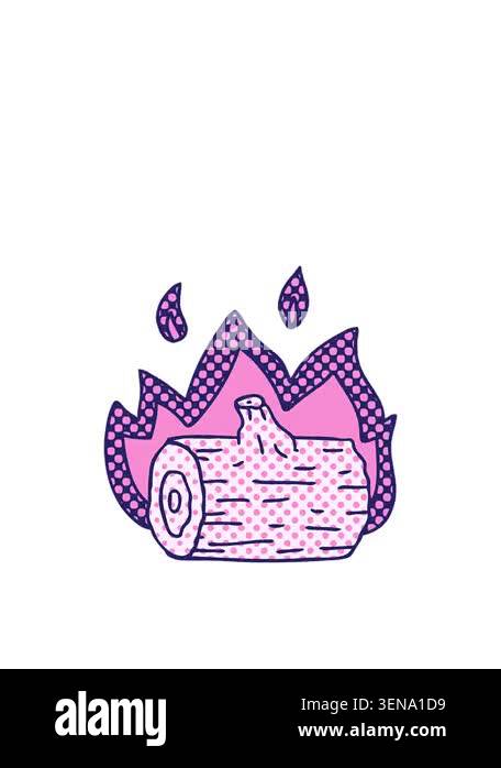 jumping motion animation of comic book style quirky cartoon campfire ...