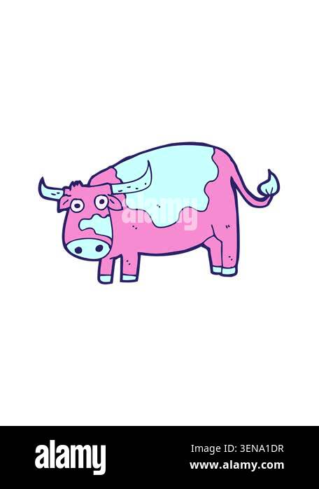 jiggle motion animation of cartoon cow drawing Stock Video Footage - Alamy