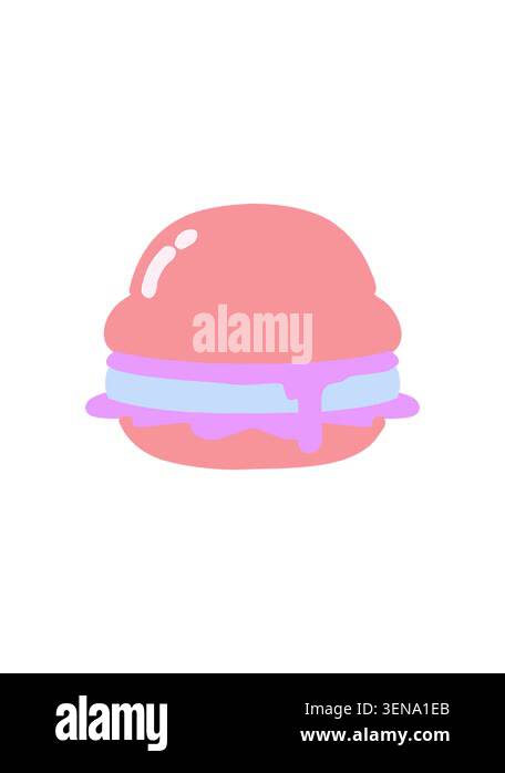 radioactive glowing animation of a tasty burger in bright glow color ...