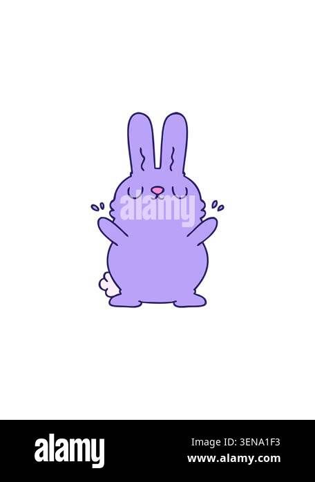 radioactive glowing animation of hand drawn quirky cartoon rabbit Stock ...