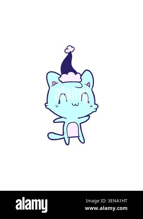 attention grabbing animation of hand drawn line drawing of a happy cat ...