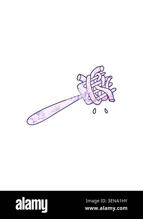 radioactive glowing animation of cartoon spaghetti on fork Stock Video ...