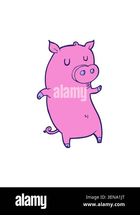 vibrating motion animation of funny cartoon pig Stock Video Footage - Alamy