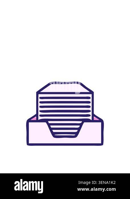 jumping motion animation of gradient shaded cartoon of a stacked papers ...