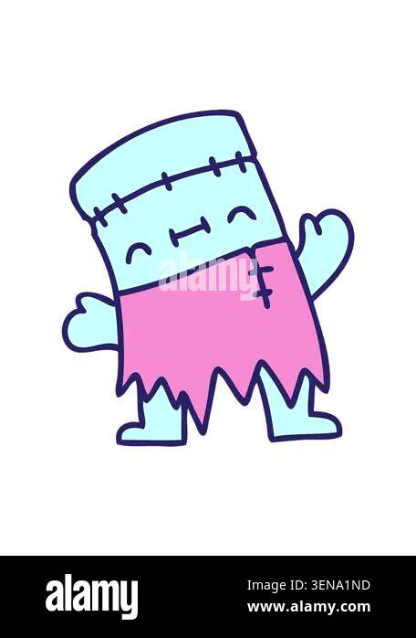 jiggle motion animation of cartoon of a happy halloween undead creature ...