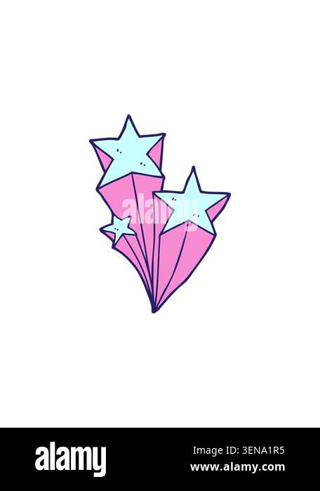 splitting effect animation of cartoon shooting stars Stock Video ...