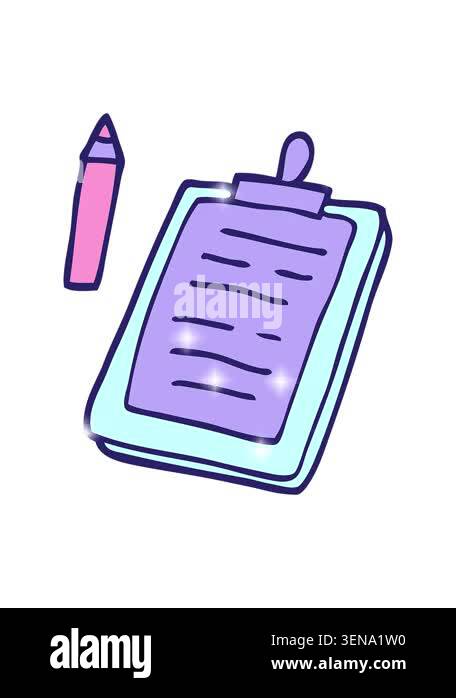 glitter effect animation of cartoon doodle clip board Stock Video ...