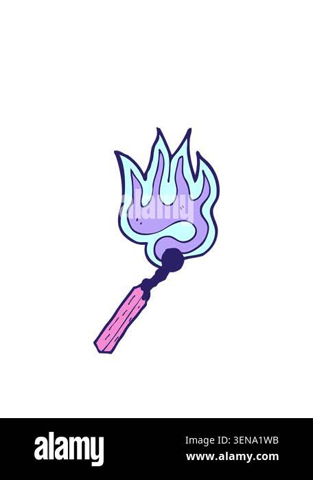 stretching up animation of cartoon burning match Stock Video Footage ...