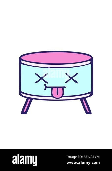 bobbing motion animation of flat color retro cartoon of a drum Stock ...