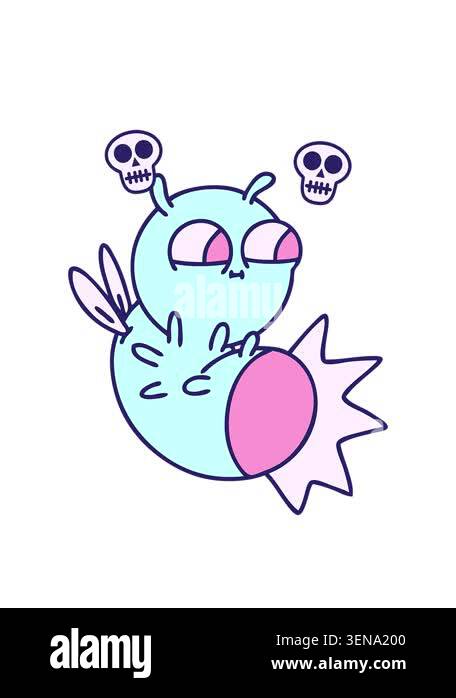 spinning skulls animation of cartoon of a cute glow bug Stock Video ...
