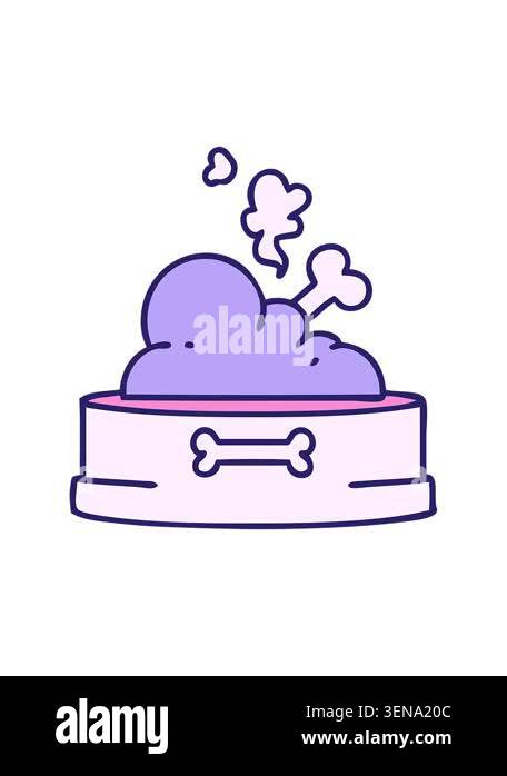 pressure popping animation of cartoon of a dog food bowl with bone ...