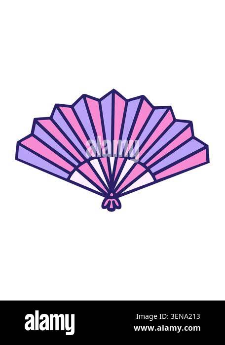 vibrating motion animation of a traditional open japanese folding fan ...