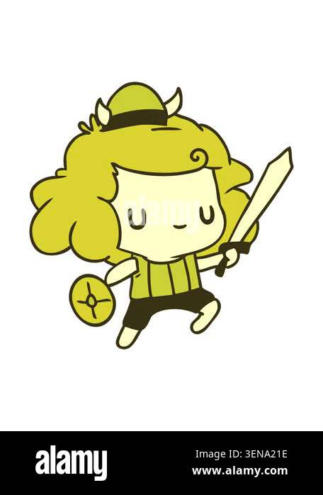 changing color animation of cartoon illustration kawaii cute viking ...