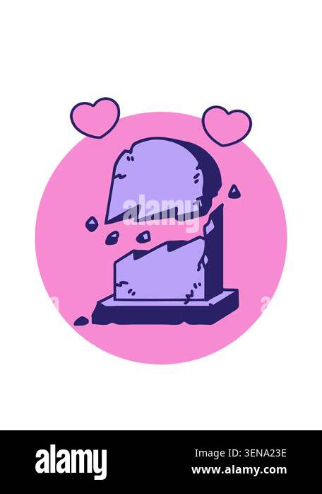 spinning hearts animation of iconic tattoo style image of a broken ...