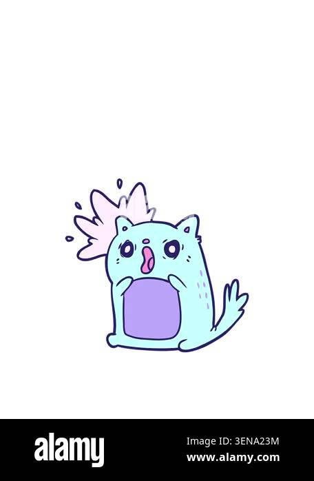 jumping motion animation of cartoon shocked cat amazed Stock Video ...