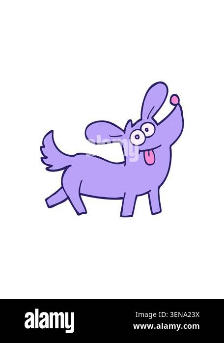 radioactive glowing animation of hand drawn cartoon happy dog Stock ...