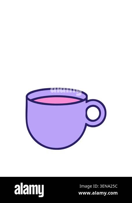 stretching up animation of iconic tattoo style image of cup of coffee ...