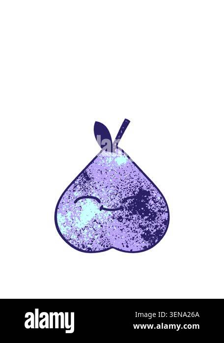 stretching up animation of retro grunge texture cartoon of a green pear ...