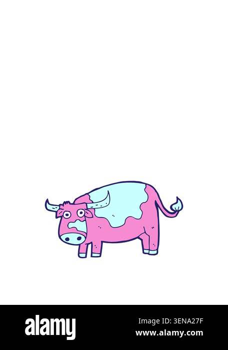 stretching up animation of cartoon cow drawing Stock Video Footage - Alamy