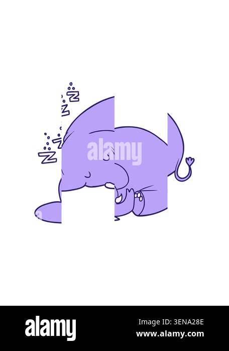 splitting motion animation of cartoon sleeping elephant Stock Video ...