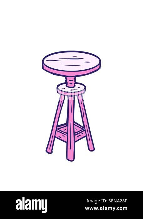 stretching up animation of cartoon adjustable artist stool Stock Video ...