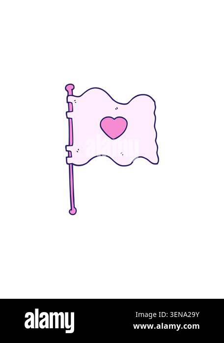 attention grabbing animation of cartoon flag with love heart Stock ...