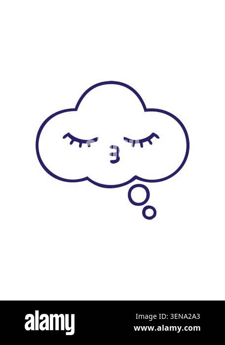 spinning motion animation of line drawing cartoon of a thought bubble ...